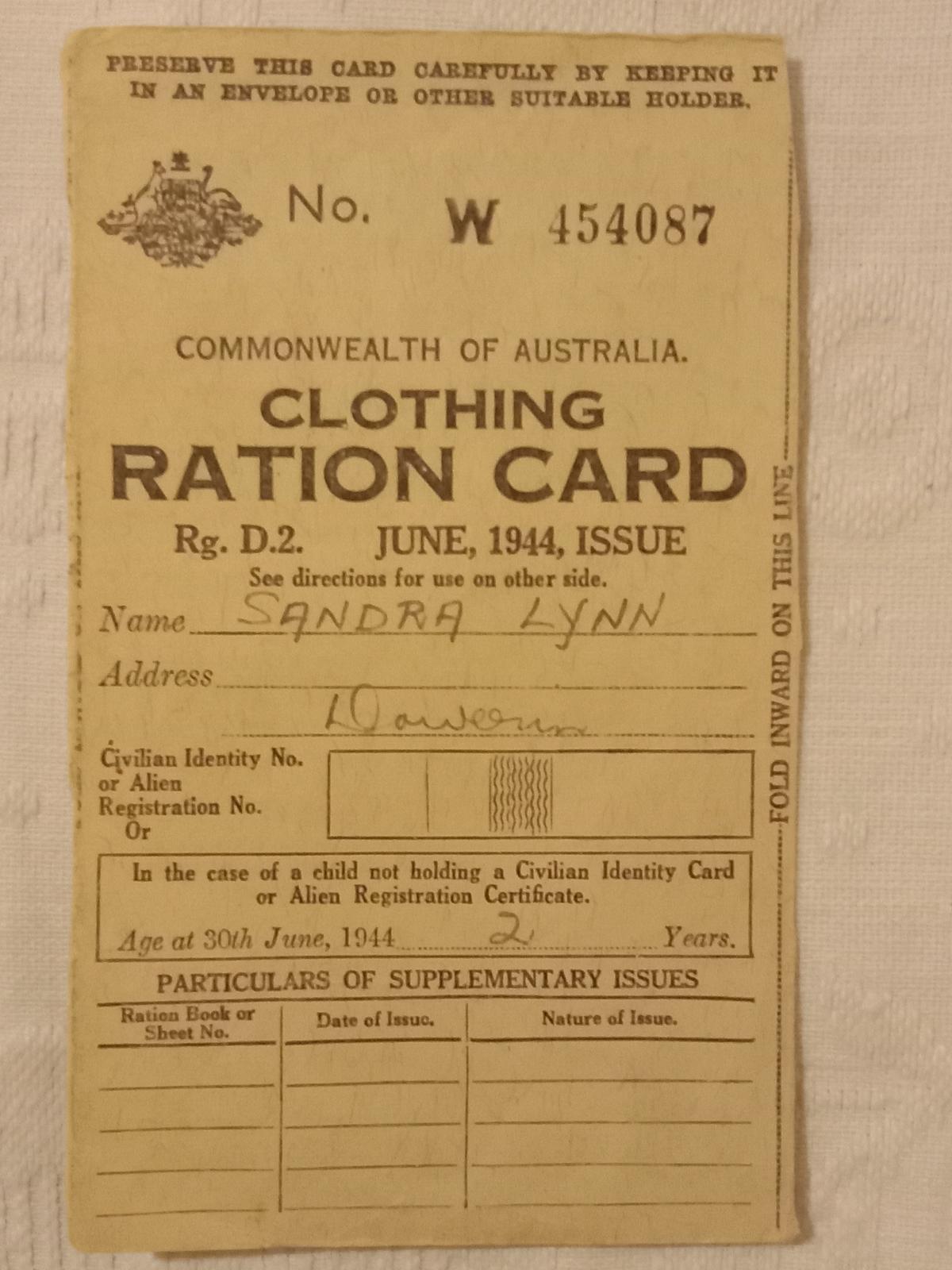 Clothing ration card for a child. | Collections WA